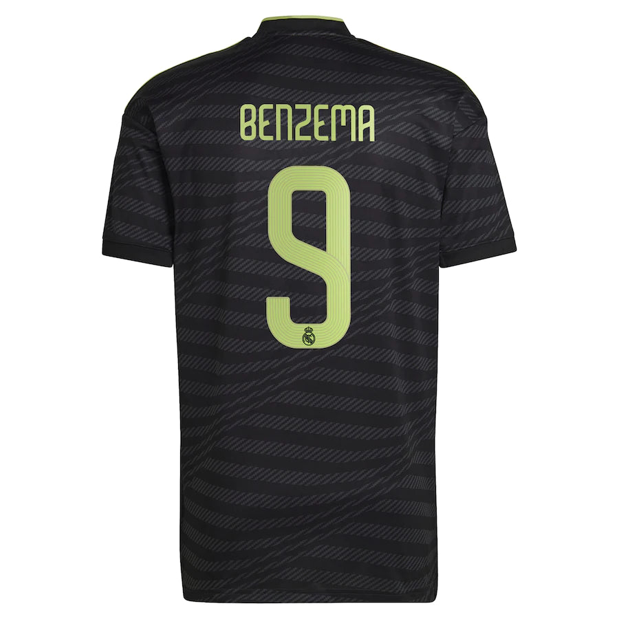 Karim Benzema Real Madrid 2022/23 Adidas Third Jersey Black – Pro Wear ...